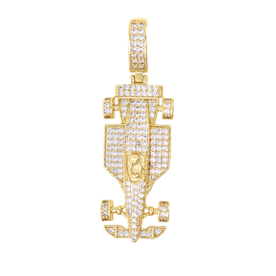 18k Gold Filled Racing Pendant, Zircon Pendant, Racing Driver Charm ...