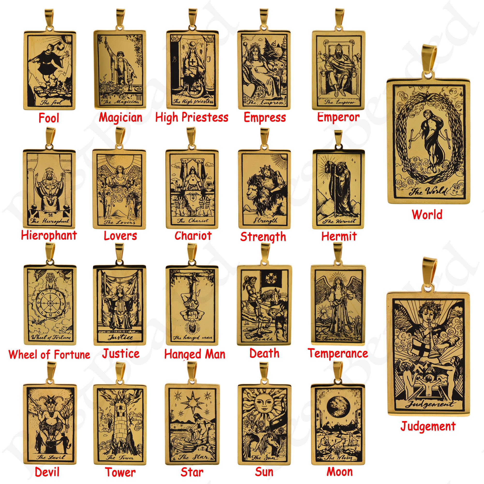 Gold Stainless Steel Tarot Card Pendantminimalist Tarot - Etsy