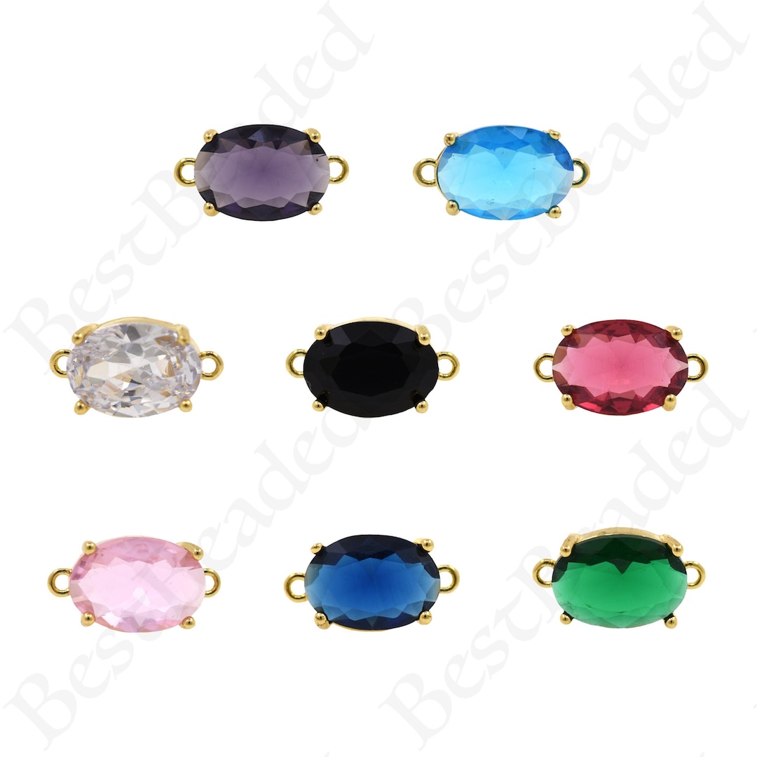Gold Oval CZ Connectors,oval Shape Colorful Crystal Connector, DIY ...