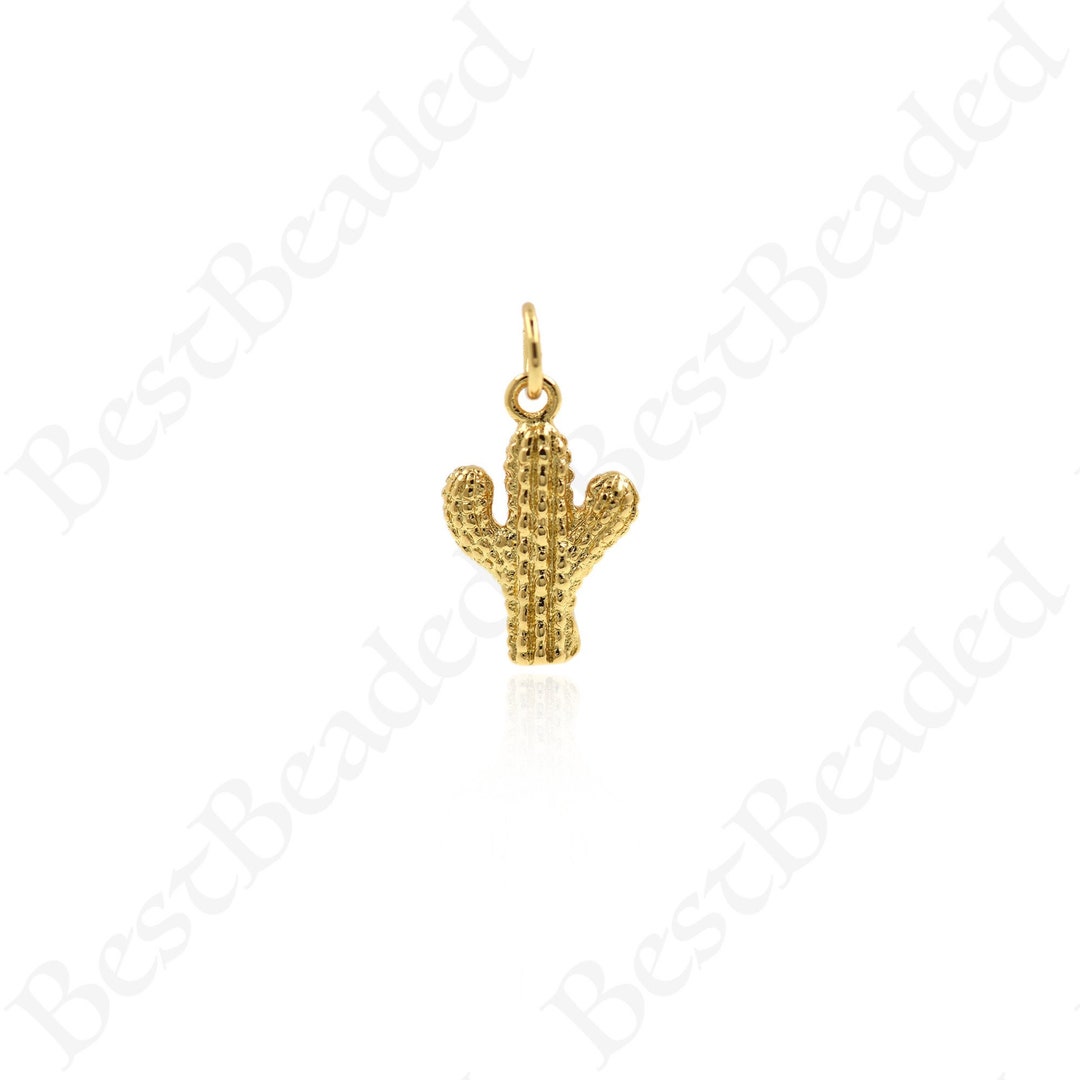 18K Gold Cactus Pendant,tropical Plants Charm for Personalized Jewelry ...