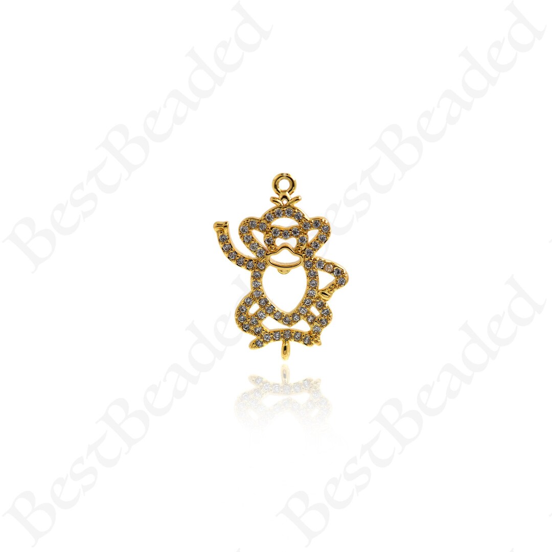 Dainty Cute Monkey Charm,cz Pave Fun Animal Pendant Link,diy ...