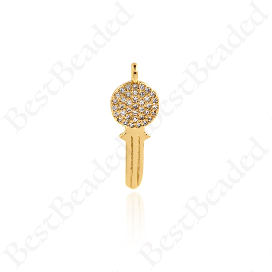 CZ Microphone Pendant, Gold Plated Diamond Microphone Necklace for DIY ...
