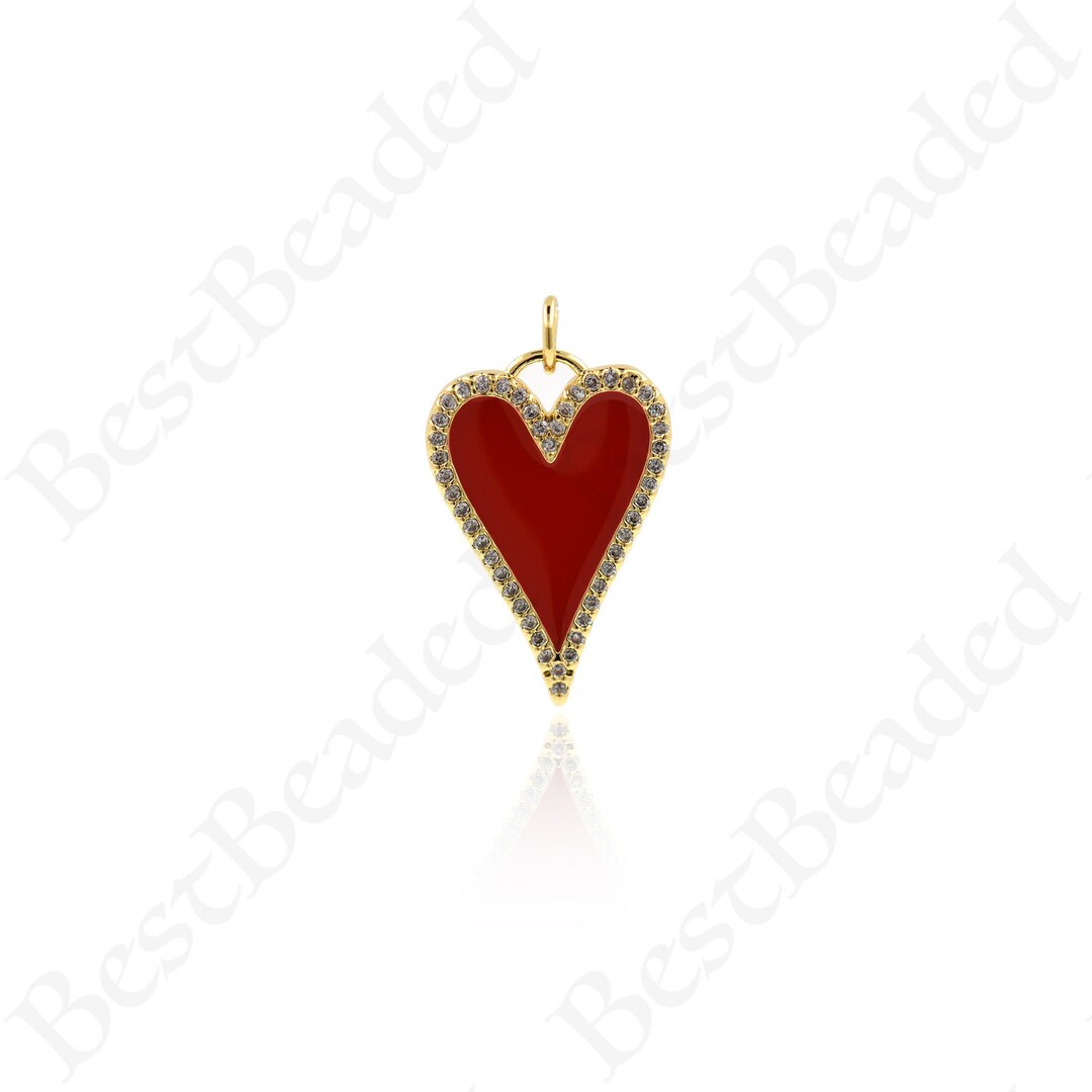 Enamel Red Heart Pendant,layering Necklace Charms,personalized Jewelry ...