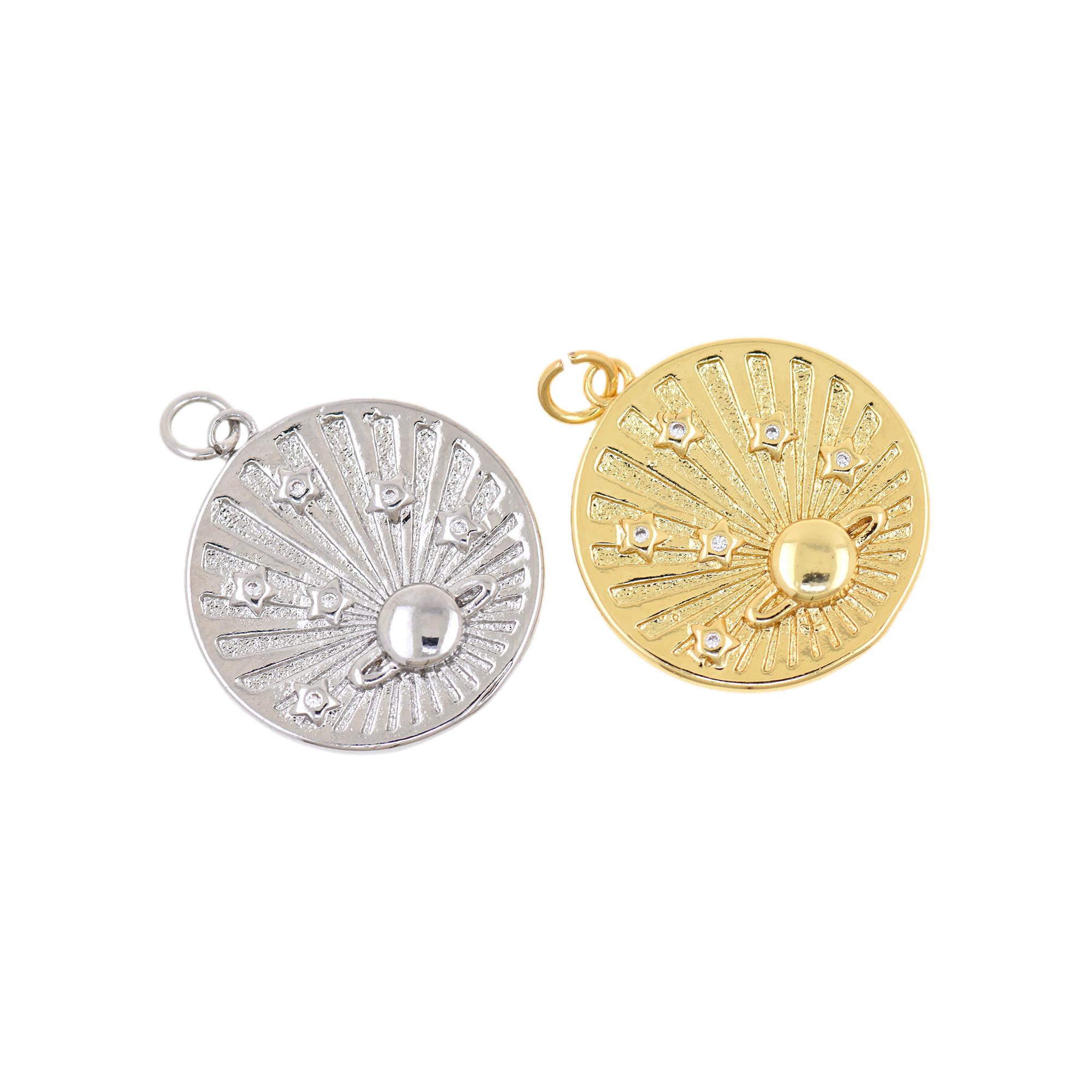 CZ Star Paved Outer Space Pendant ，gold Filled Planet Charm, for ...