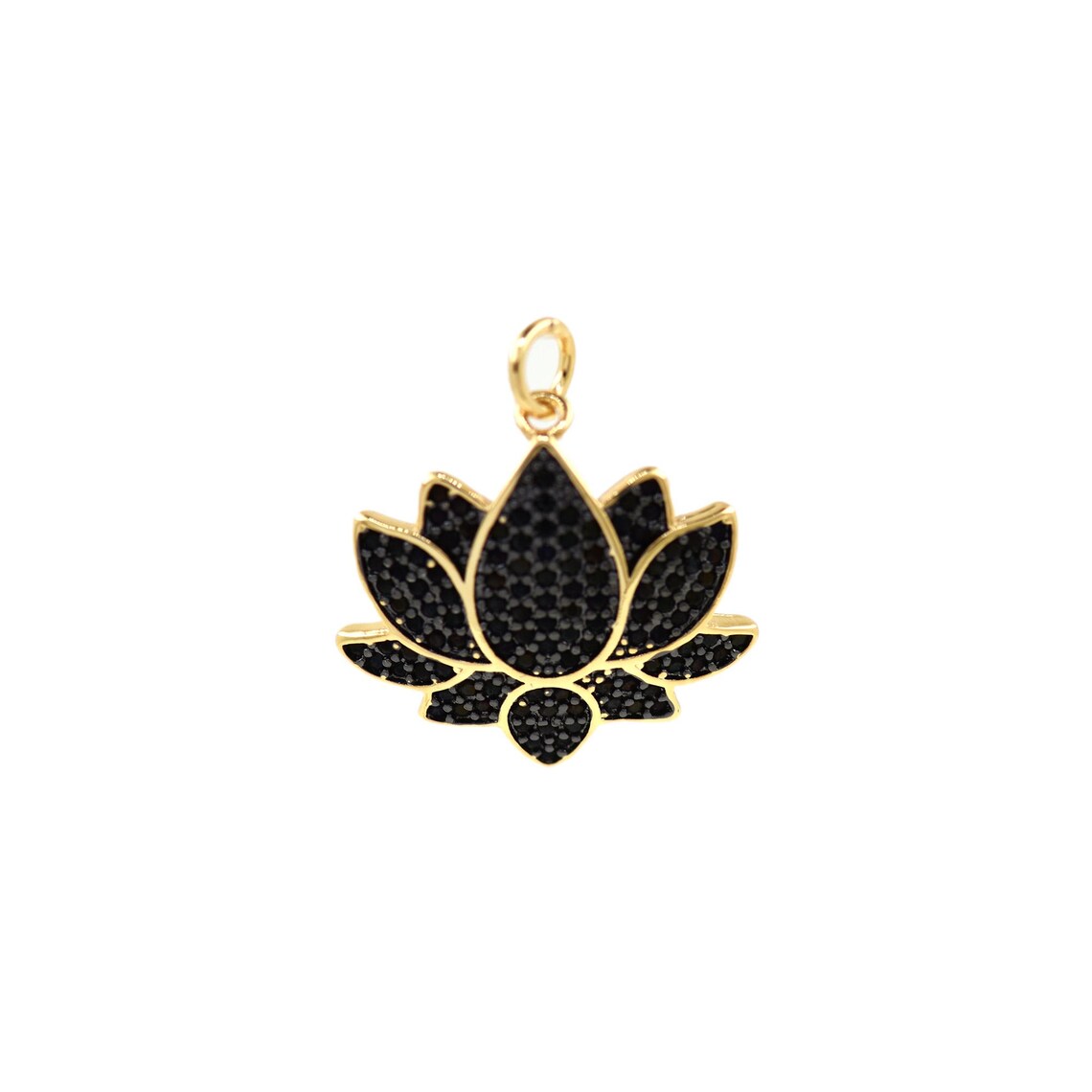 Stylish Lotus Symbol Charm Set in Pavé Crystal With 18K Gold Filled ...