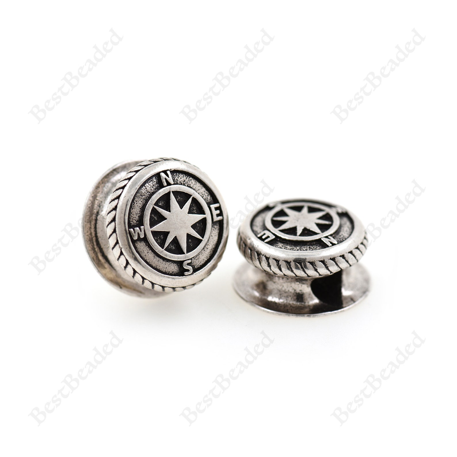 2pcs Compass Spacer Beads,550 Paracord Charms,diy Knife Accessories ...