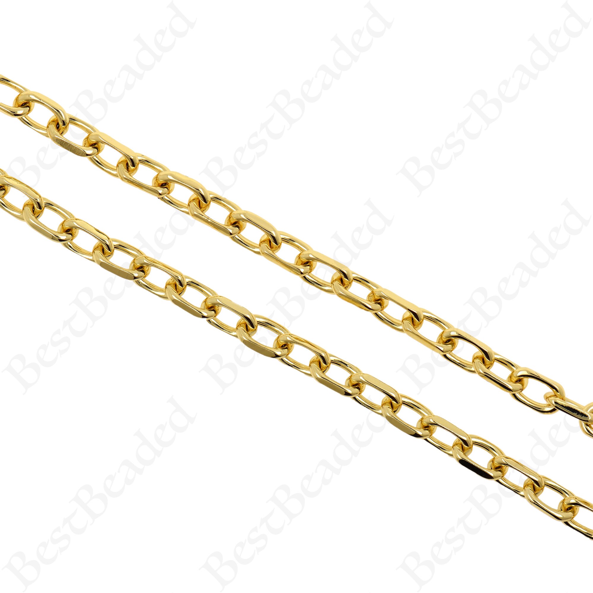 Brass Rectangle Chain Linksgold Plated Mariner Anchor | Etsy