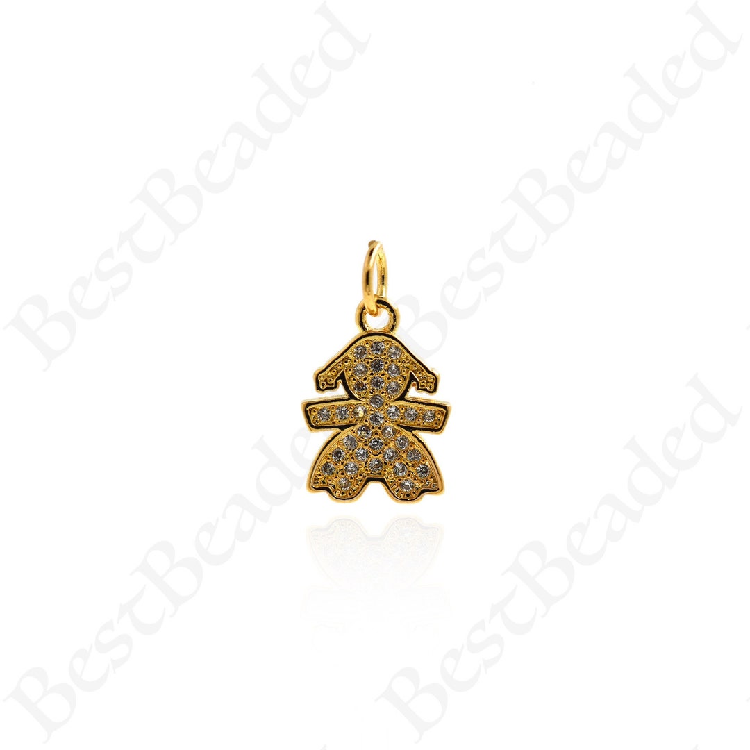 18k Gold Filled Girl Charms,cute Girl Necklace Pendant,minimalist ...