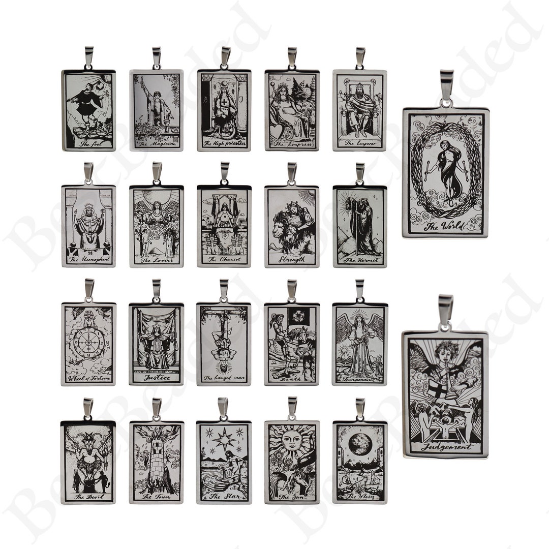 Stainless Steel Tarot Card Necklace Pendant,dainty Tarot Jewelry Charms ...