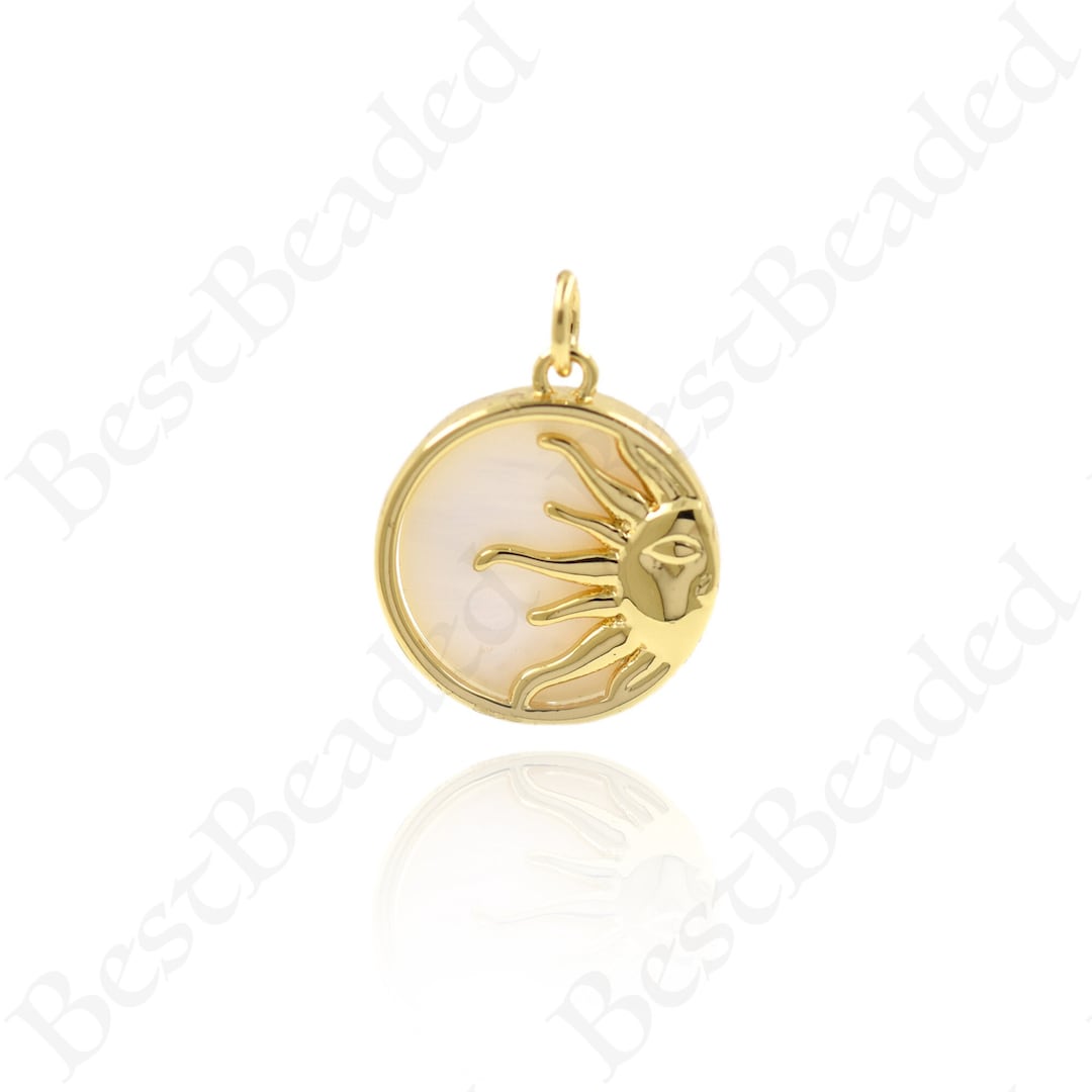 18k Gold Filled Sun Necklace Charm,dainty Shell Celestial Pendant for ...