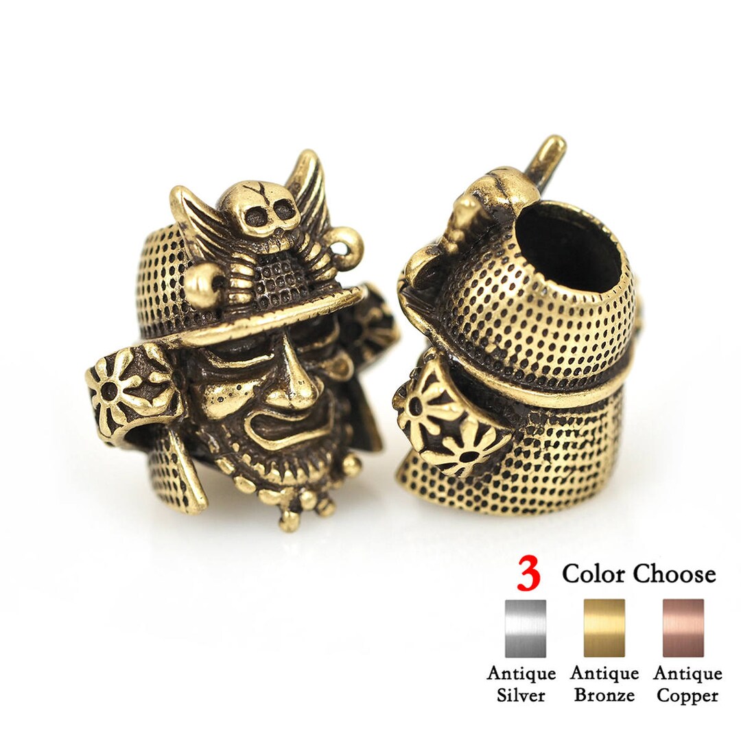 2pcs Lanyard Charm Samurai Helmet Bead for Mens Paracord Bracelet ...