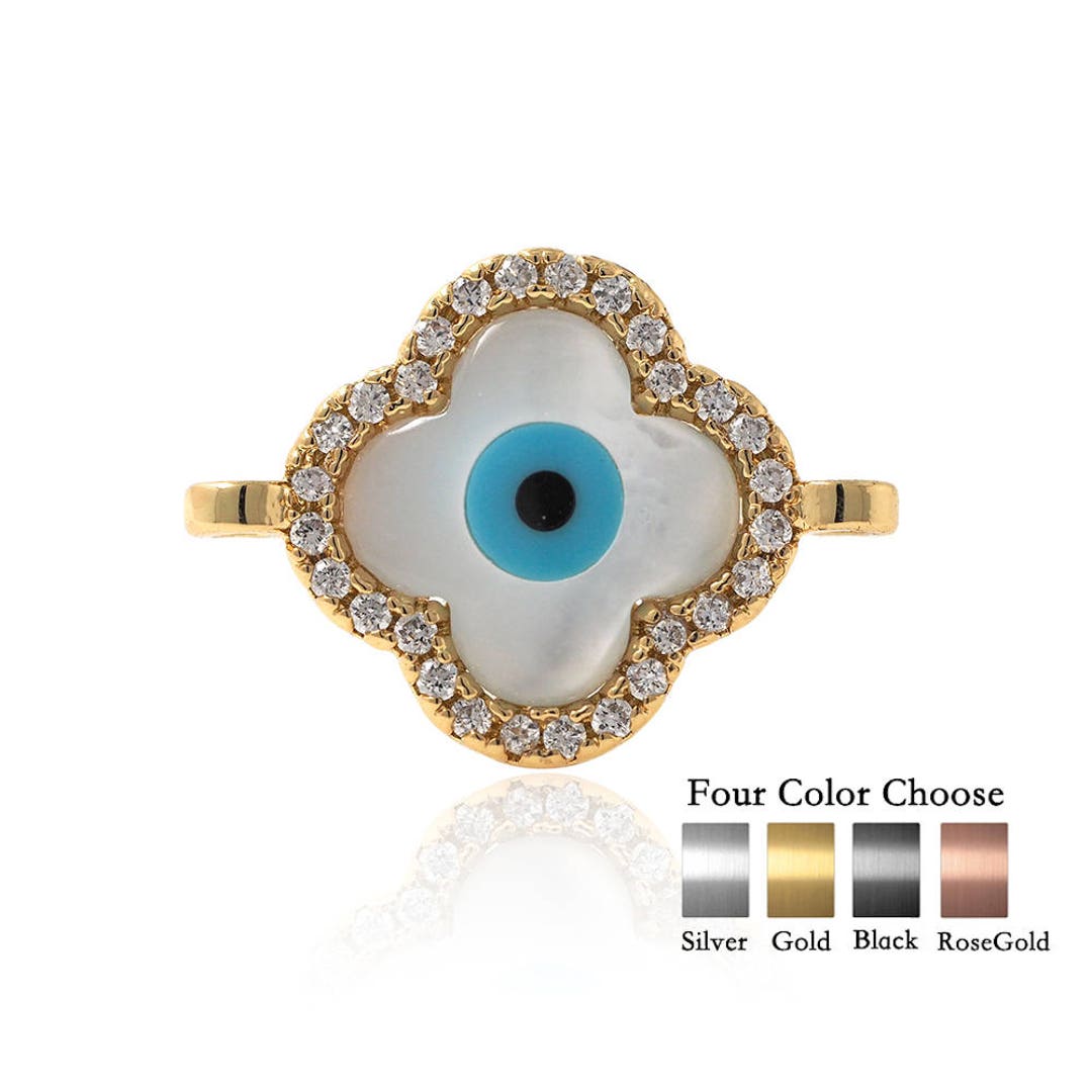 Stylish Shell Clover Evil Eye Connector for Women Bracelet/necklace ...