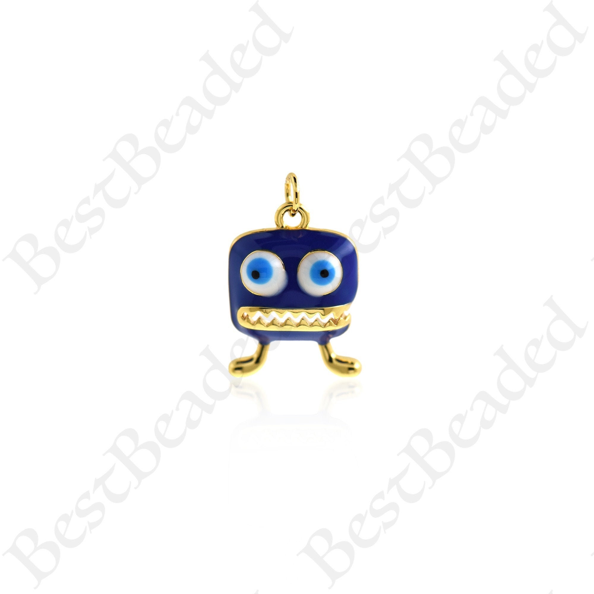 Enamel Cute Cartoon Robot Charms,18k Gold Monster Pendant,personalized ...
