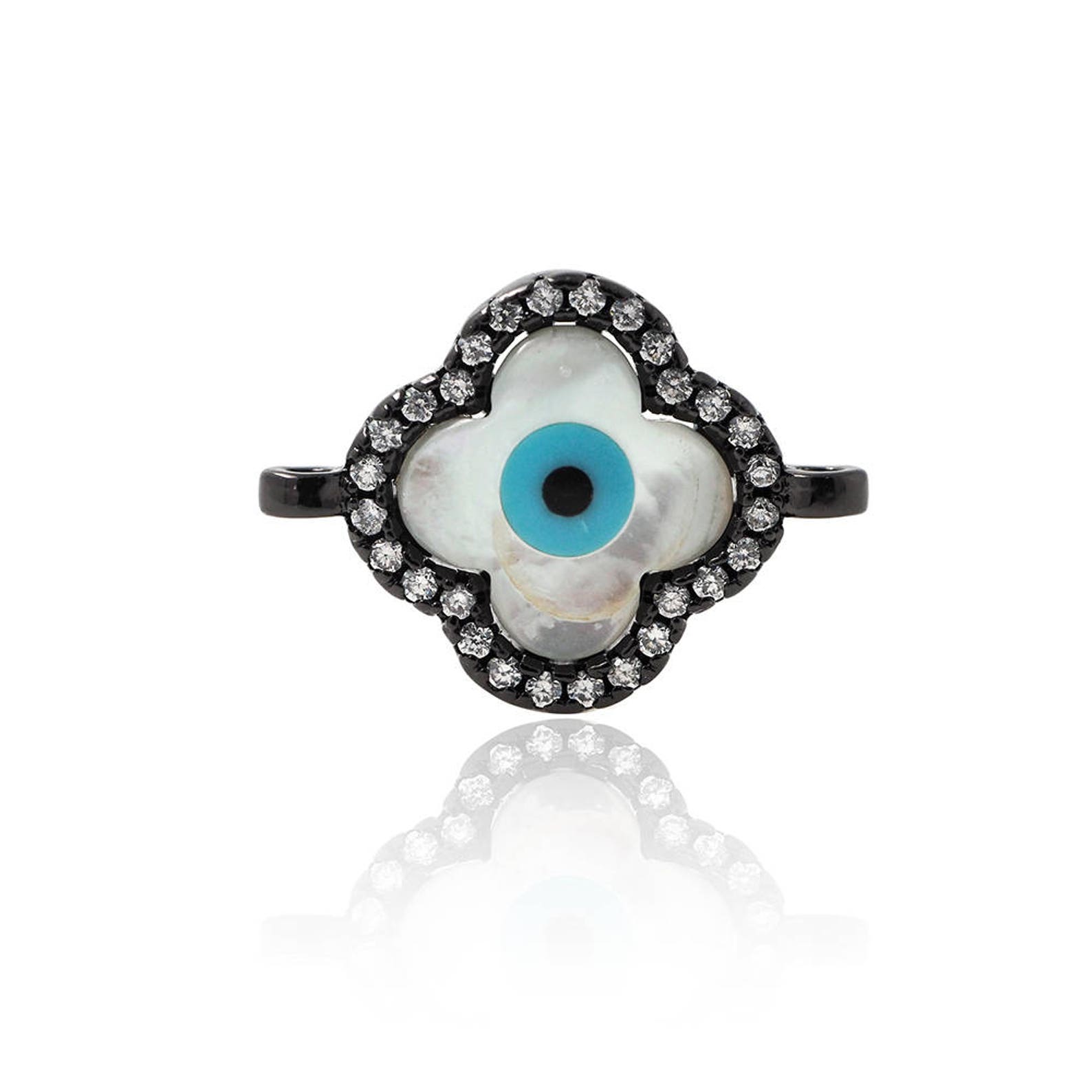 Stylish Shell Clover Evil Eye Connector for Women Bracelet/necklace ...