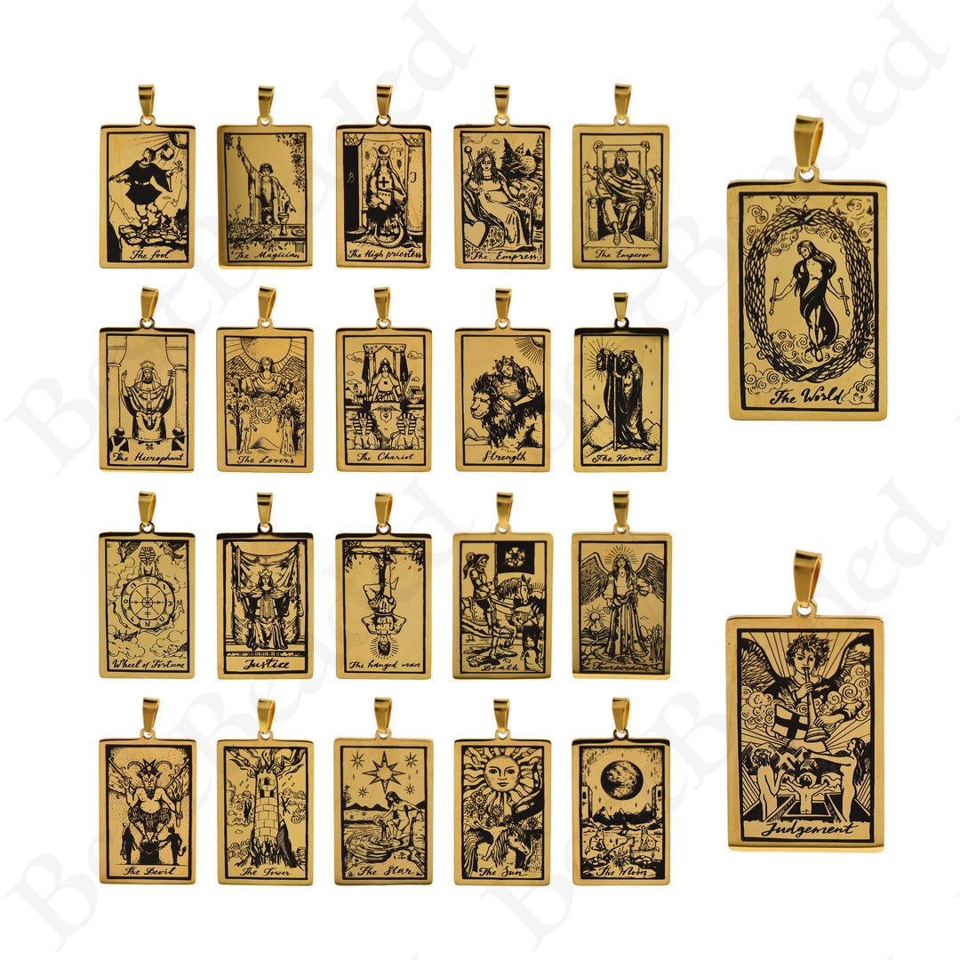 Gold Stainless Steel Tarot Card Pendant,minimalist Tarot Jewelry Making ...