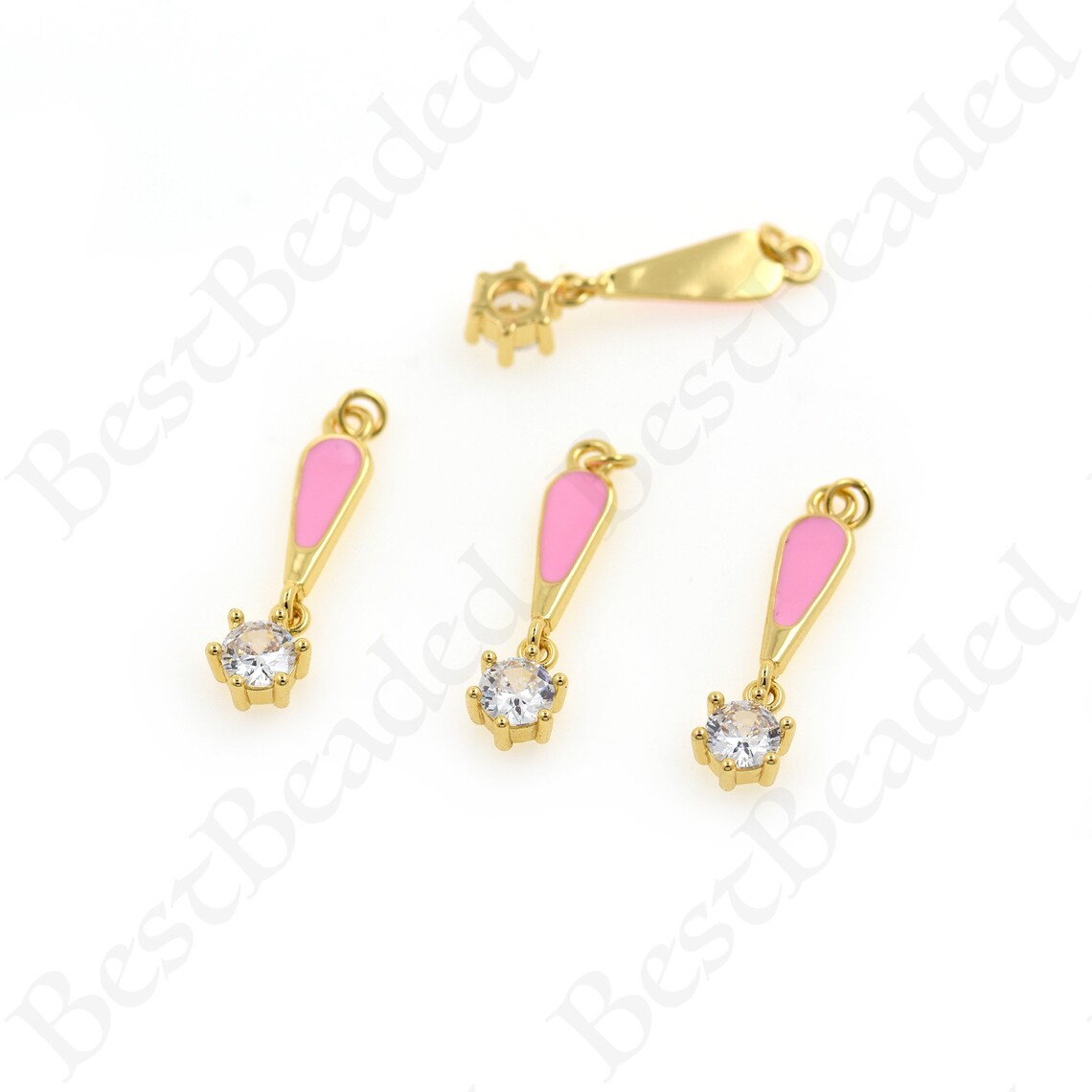 18K Gold Enamel Exclamation Point Pendant,cz Pave Symbol Charms ...