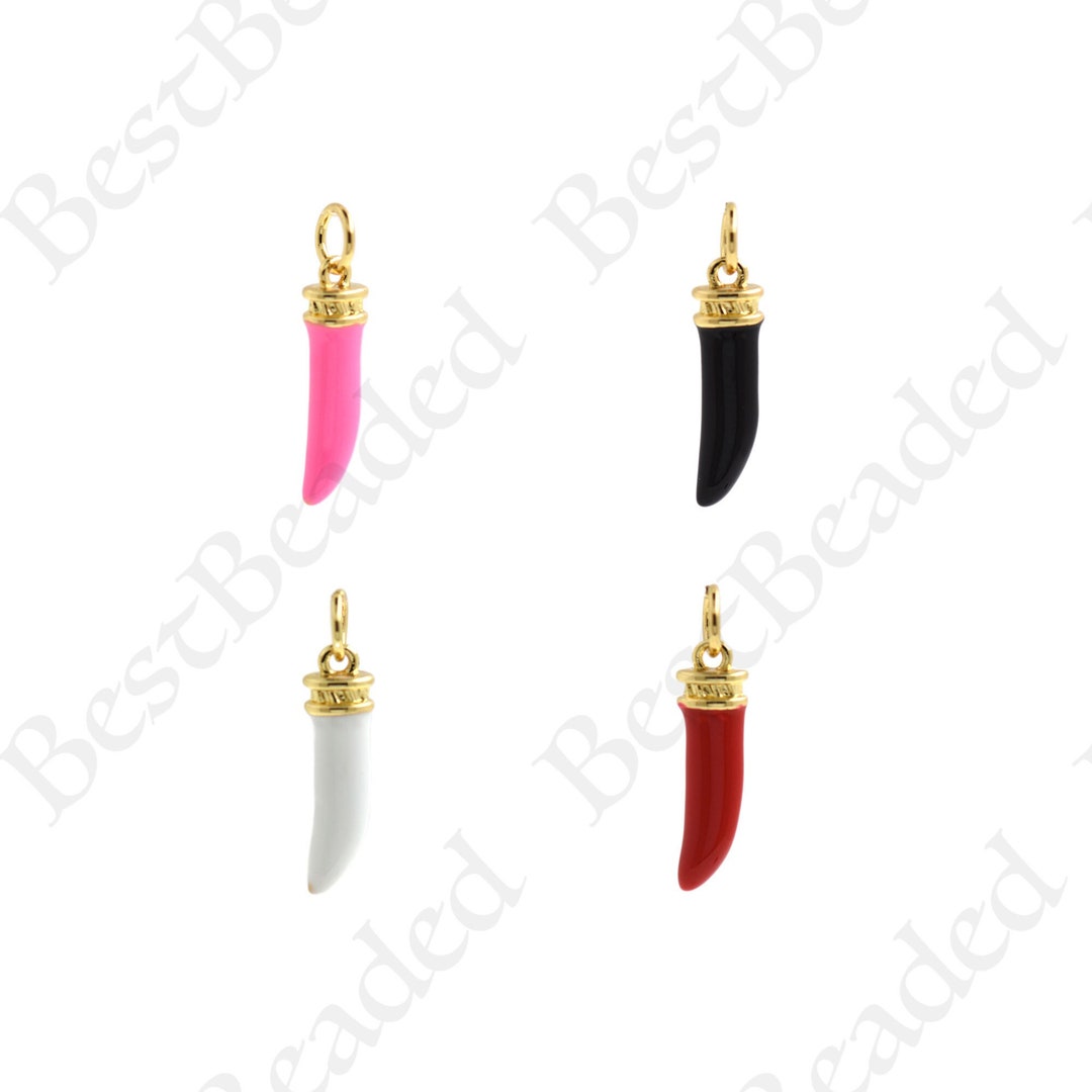 Dainty Gold Italian Luck Horn Pendant,enamel Chili Cornicello Charm ...