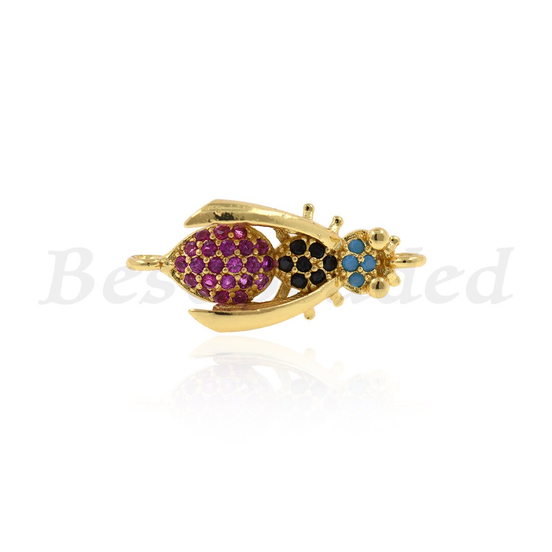 Housefly Bee Connector,multi-color CZ Micro Paved Insect Pendant ...