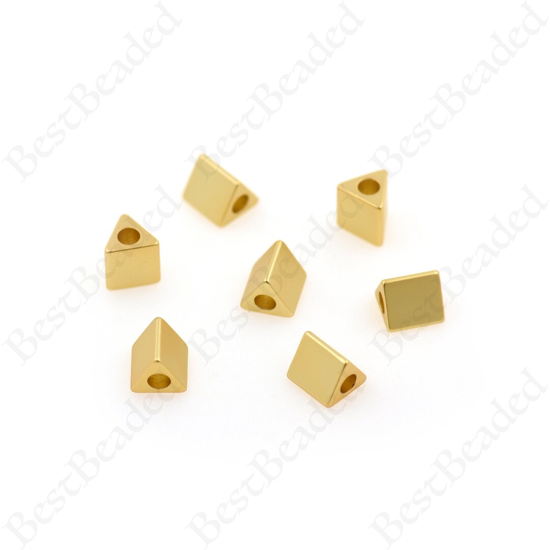 Triangle Tube Beads,14k Matte Gold Plated Triangle Spacers,diy Original ...