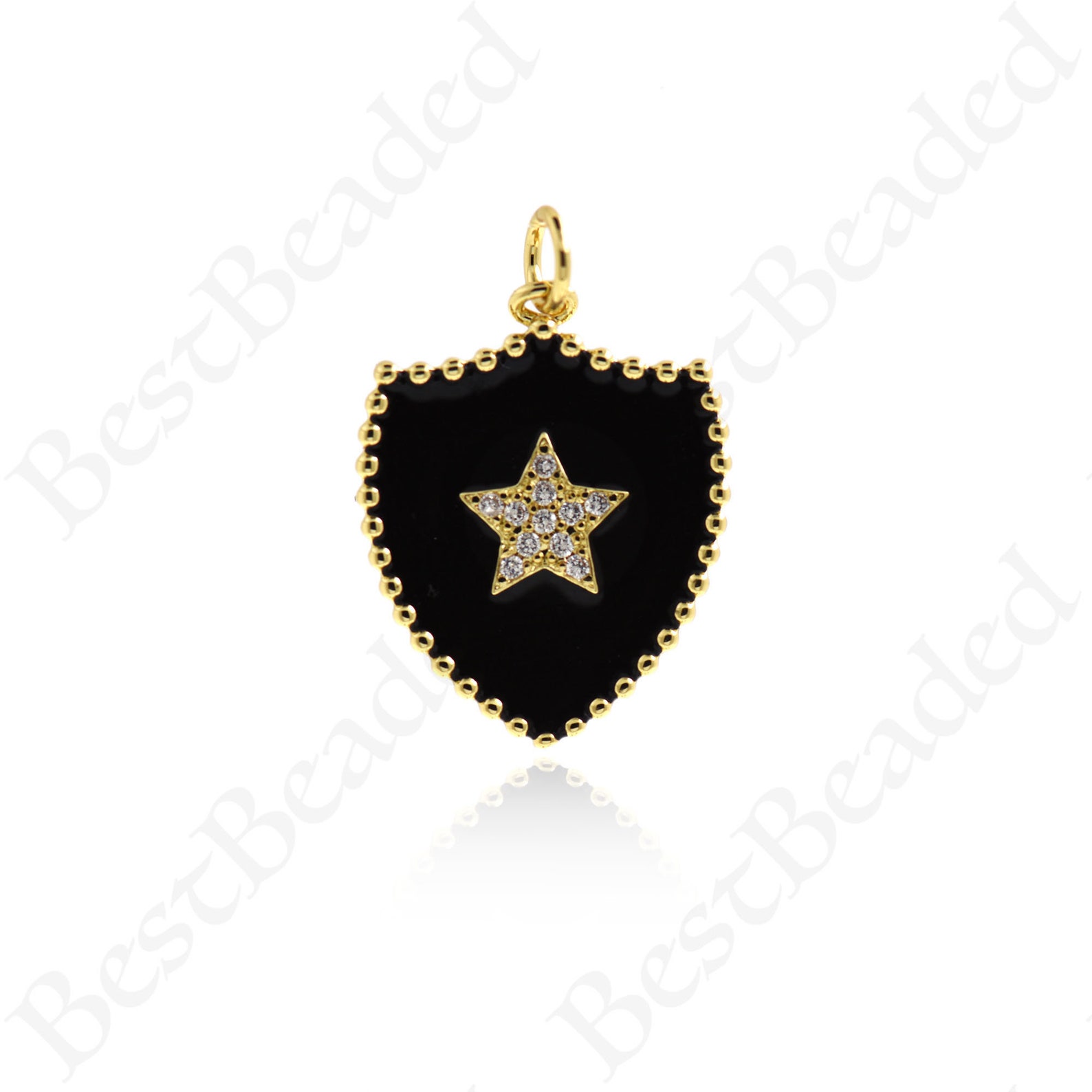 Multicolor Enamel Arrowhead Star Charm,18k Gold Luck Shield Pendant,diy ...