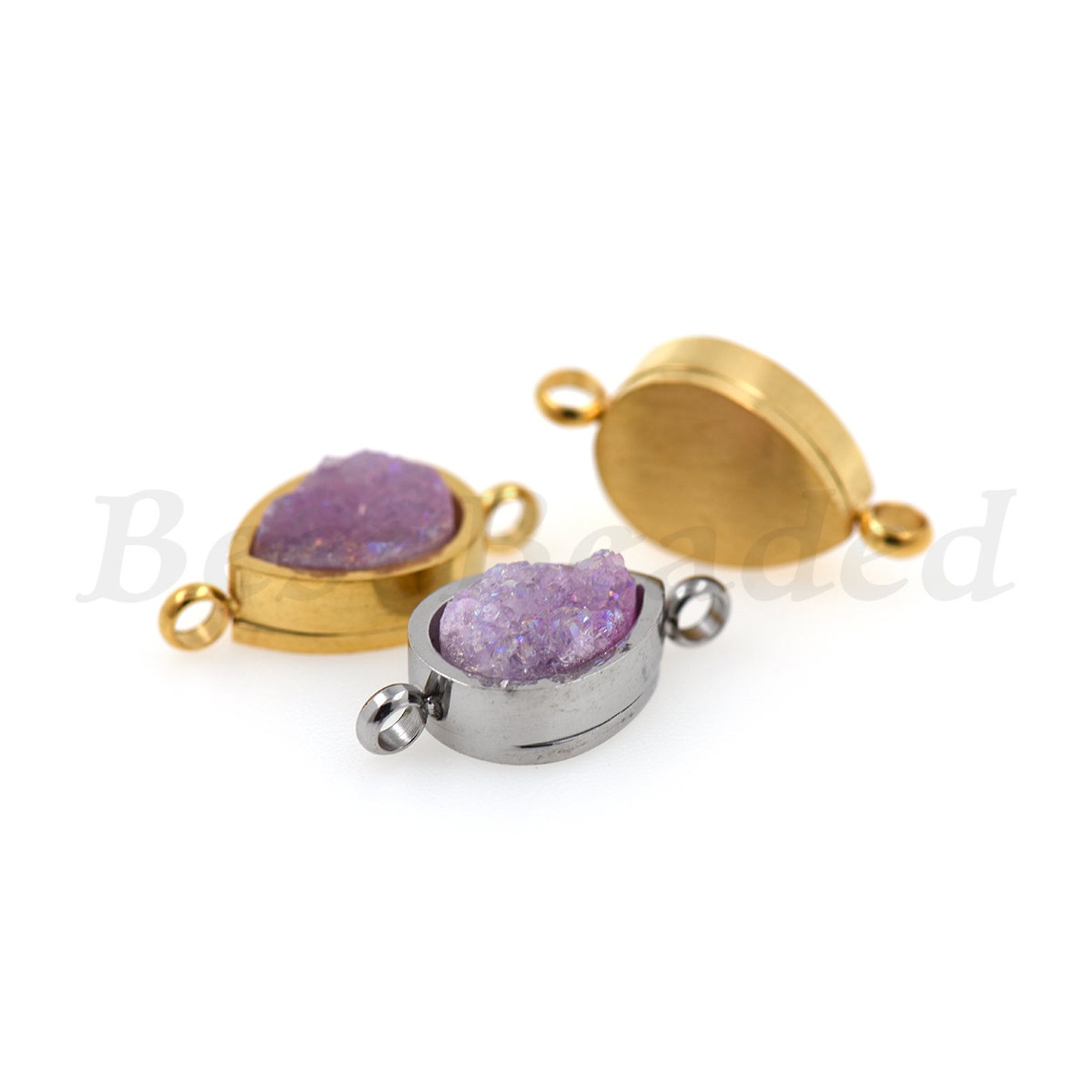 Drop Shape Druzy Beadswith Stainless Steel Basedruzy - Etsy