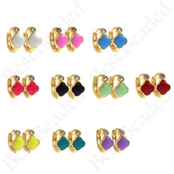 Colorful Enamel Earrings - Etsy