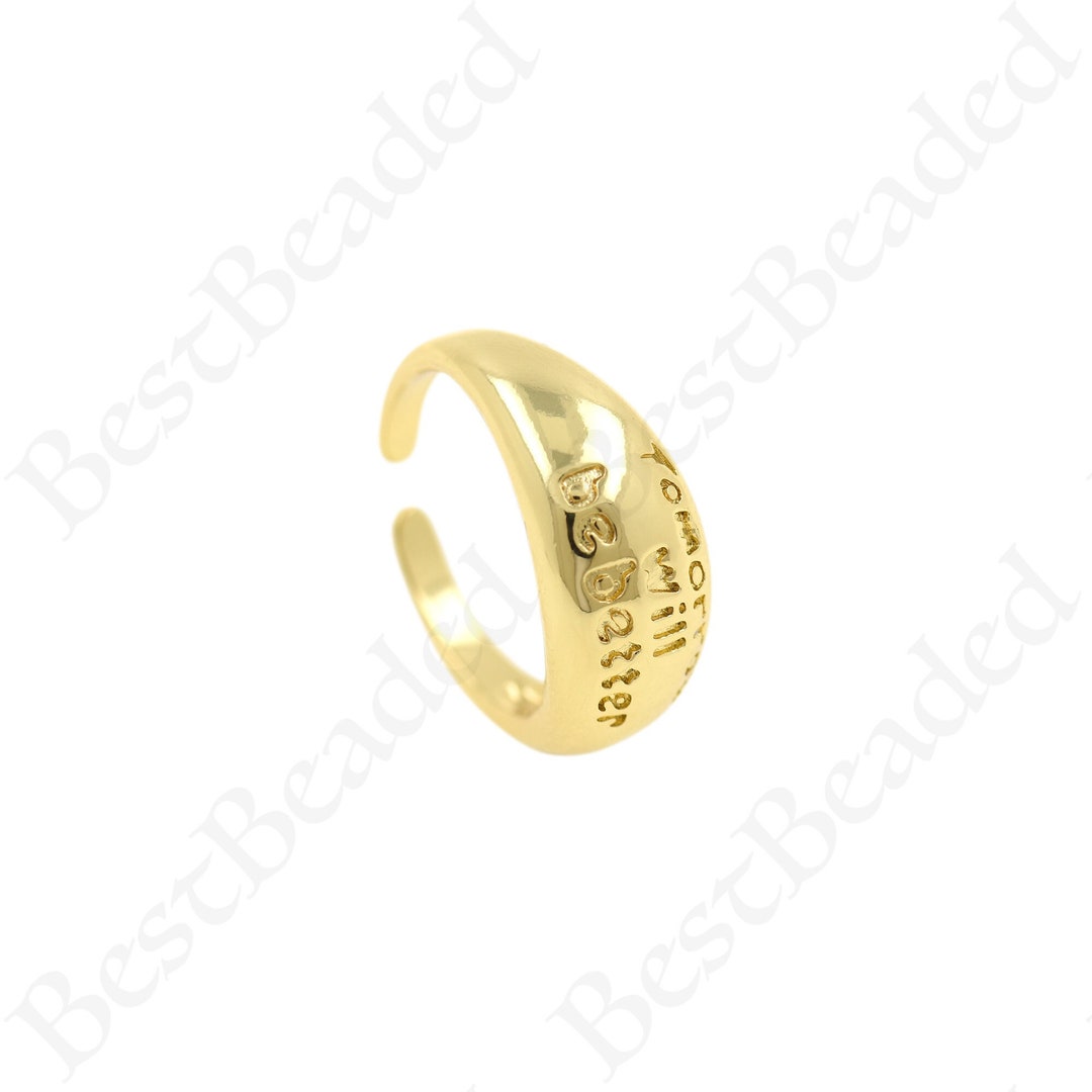18k Gold Filled Inspirational Inscription Ring,minimalist Adjustable ...