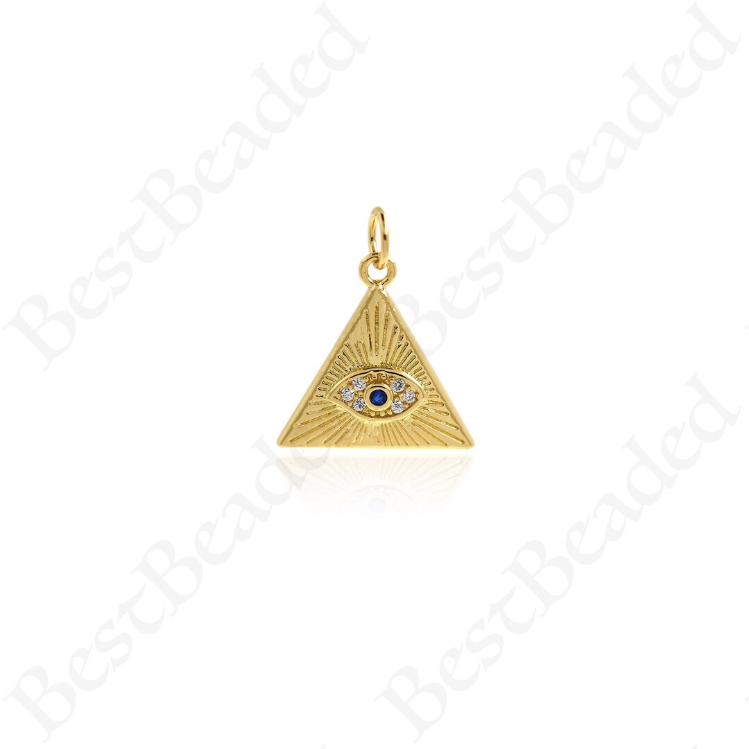 Personalized Triangle Evil Eye Pendant,dainty Gold Filled Hamsa Eye ...