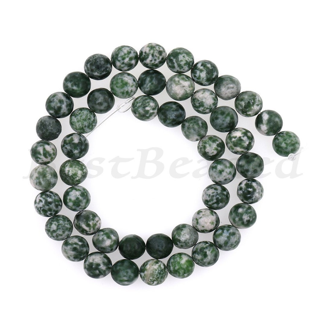 Matte Green Spot Jasper Stone Beads,natural Round Agate Gemstone Bead ...