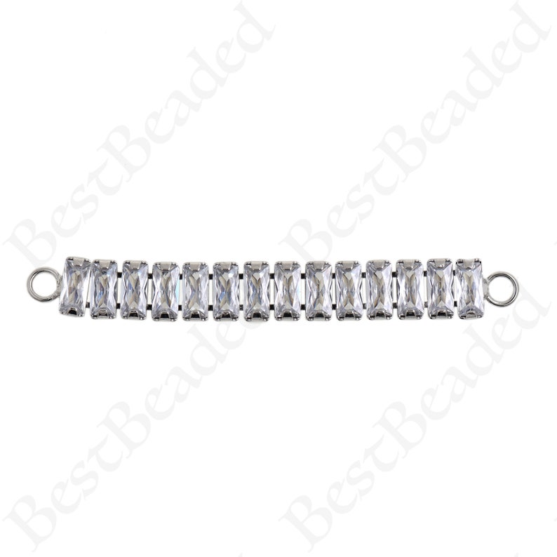 CZ Rectangular Paved Connector-long Bar Connector-diy Necklace - Etsy