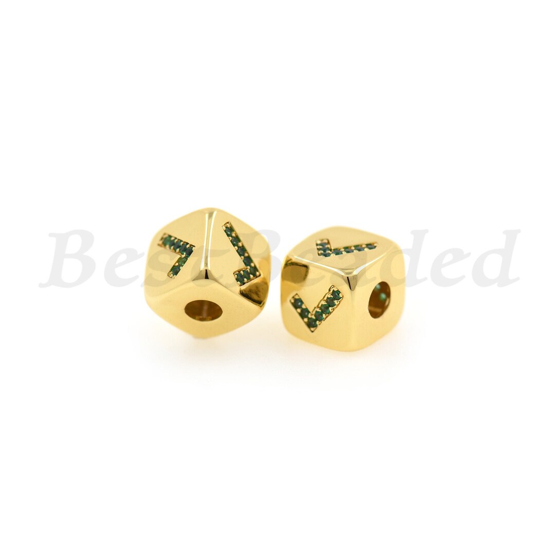 Check Symbol Dice Beads,pave Green CZ Square Connector Charm,for ...