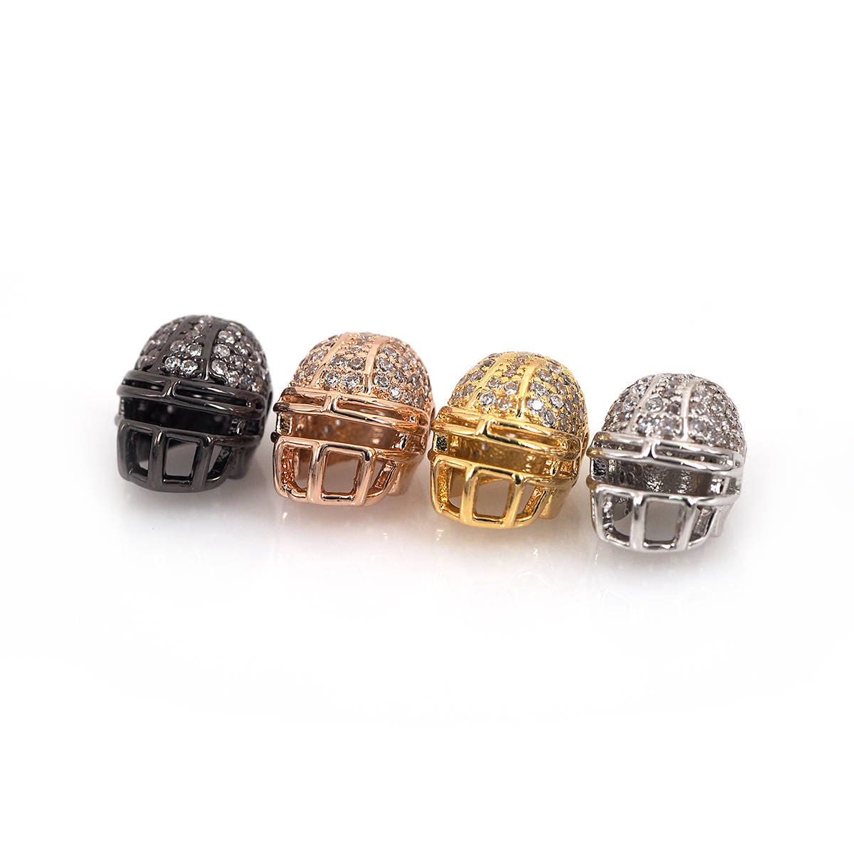 Rugby Helmet Bead CZ Pave Charm for DIY Sports Bracelet Making Spacer ...