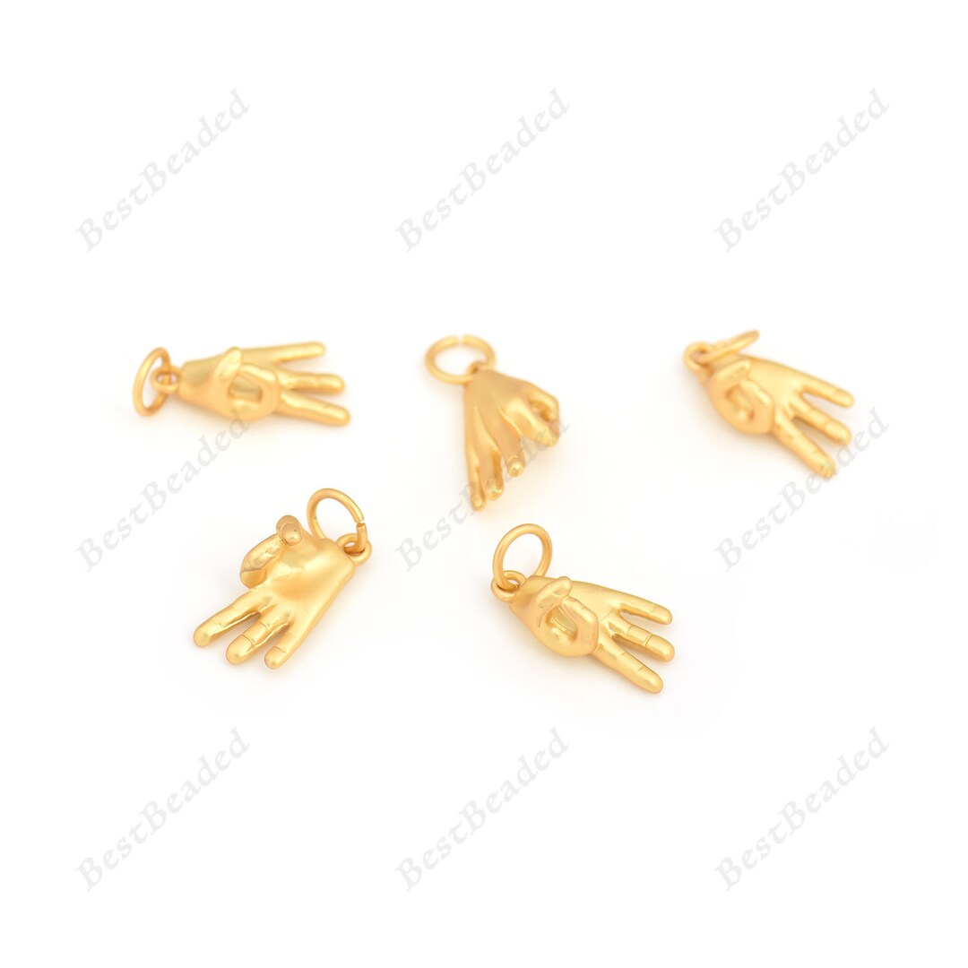 Gold Plated Hand Pendant,ok Hand Gesture Charm,lucky Rock on Hand ...