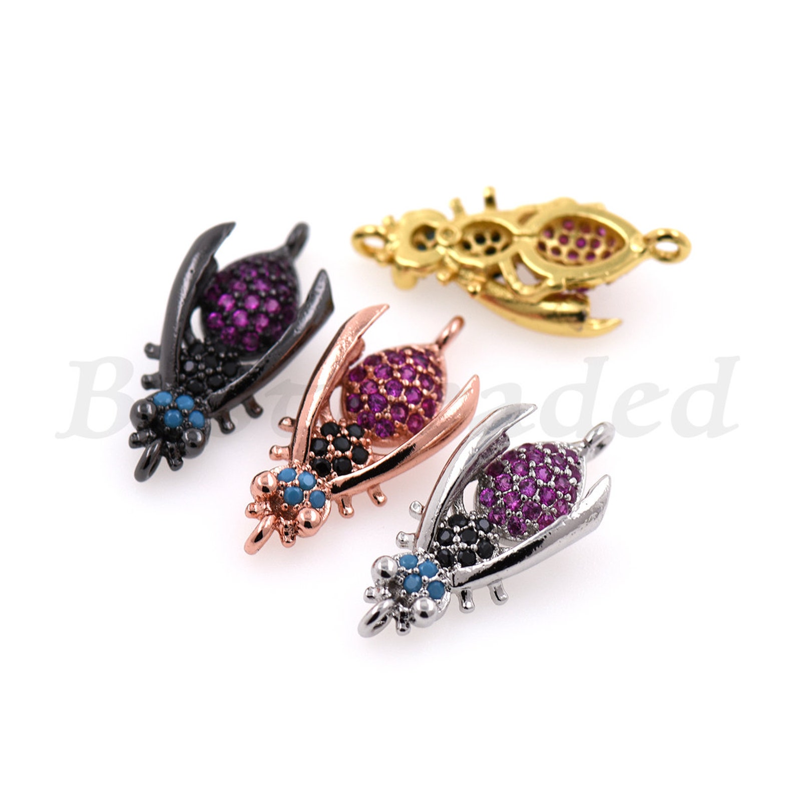 Housefly Bee Connector,multi-color CZ Micro Paved Insect Pendant ...