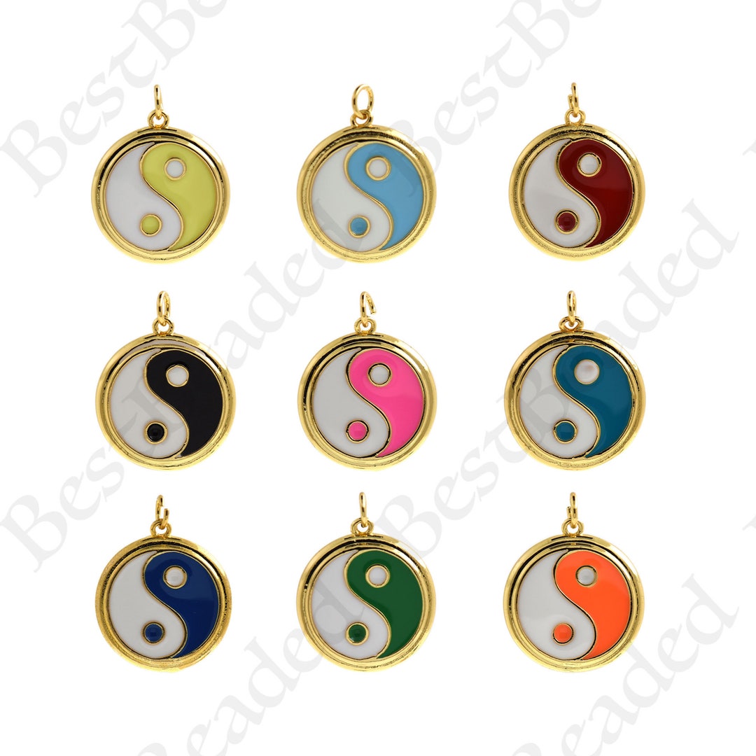 18k Gold Filled Yin Yang Charm,colorful Enamel Taiji Pendant for DIY ...