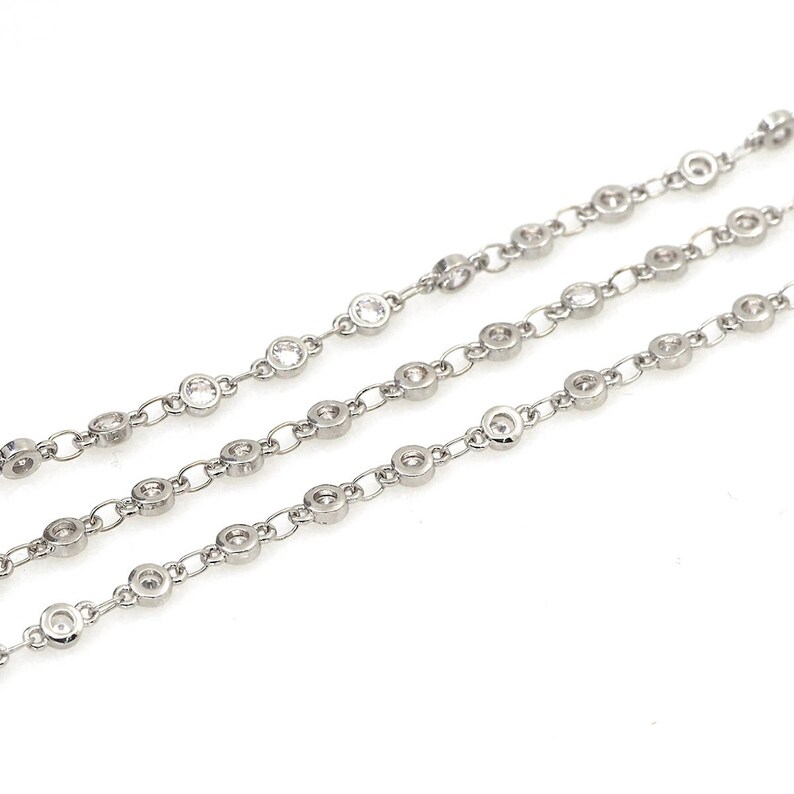 1 Meter Clear Cubic Zirconia Chain Brass Metal Rosary Chains | Etsy