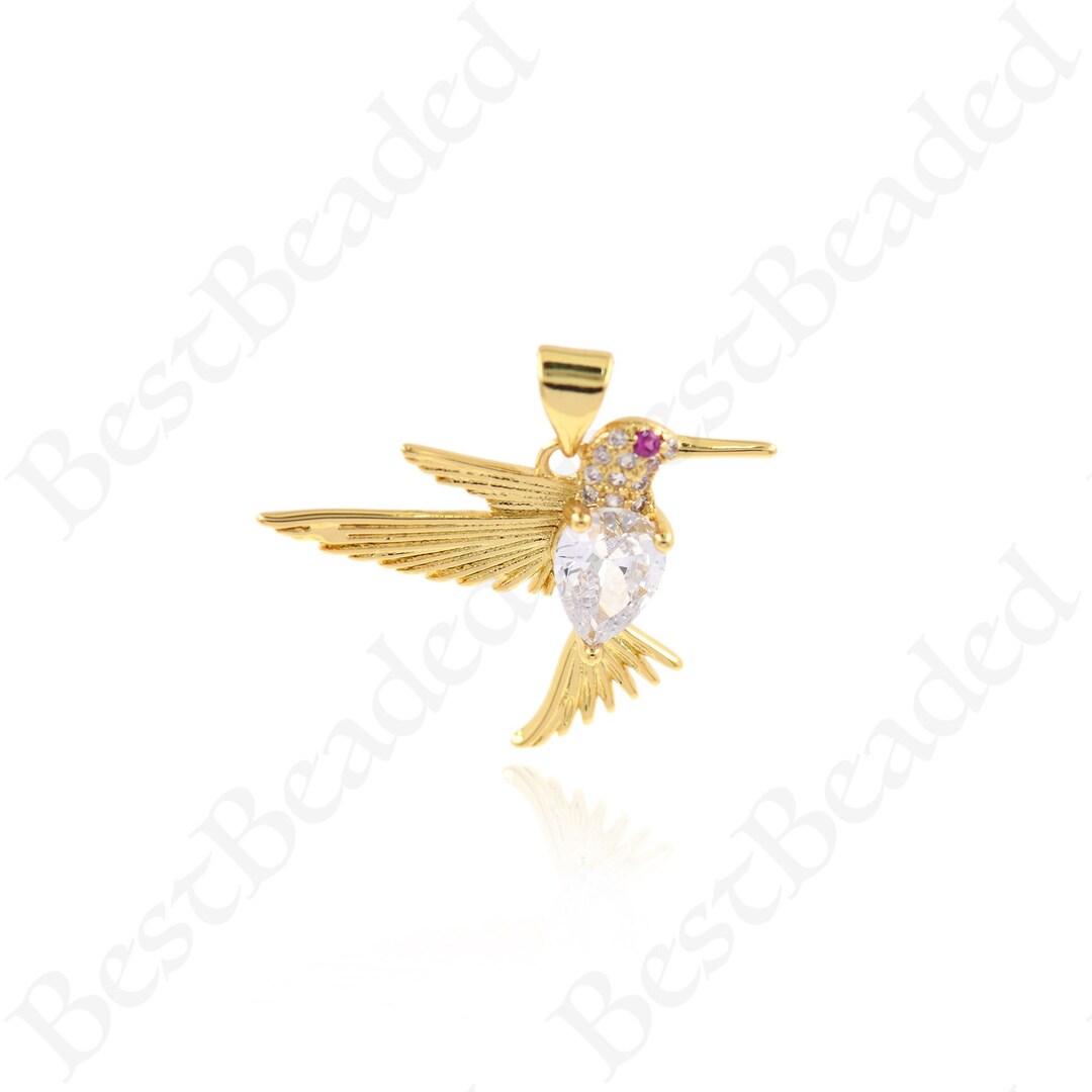 18k Gold Filled Hummingbird Charms,flying Bird Necklace Pendant for ...