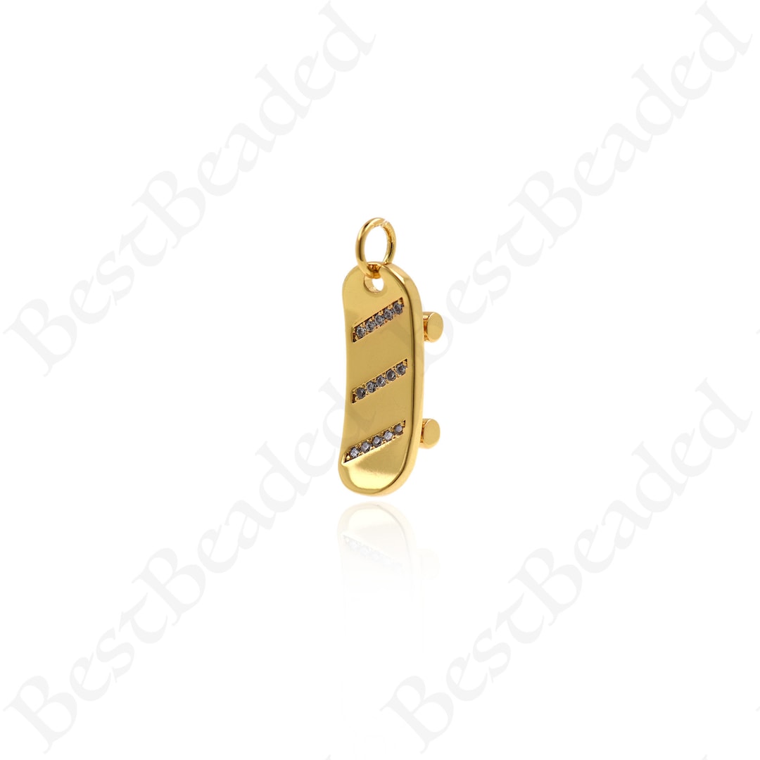 Gold Skateboard Pendant,micro Pave Sport Necklace Charm,minimalist ...