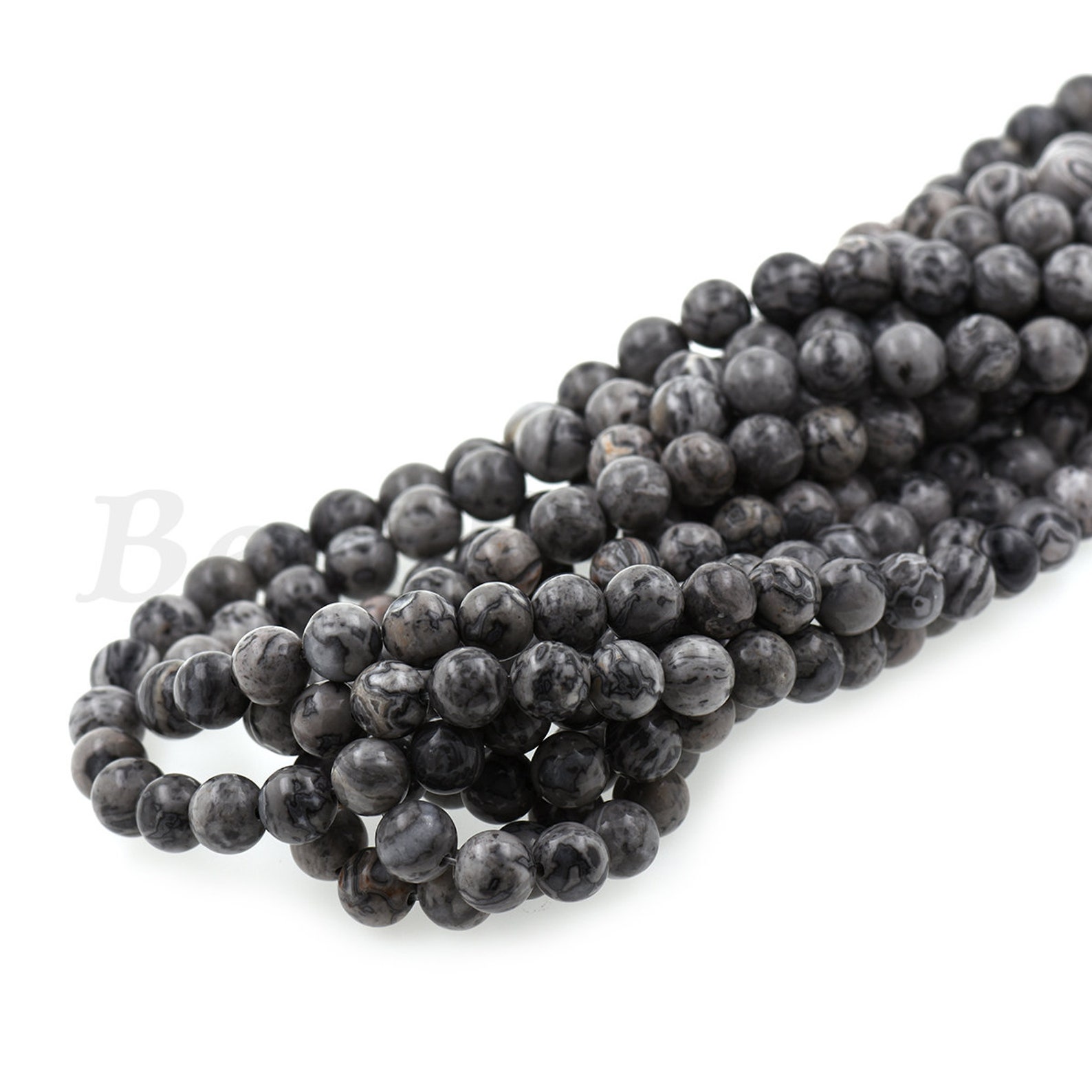 Natural Map Gemstone Beads,smooth Gray Jasper Stone Loose Beads for ...