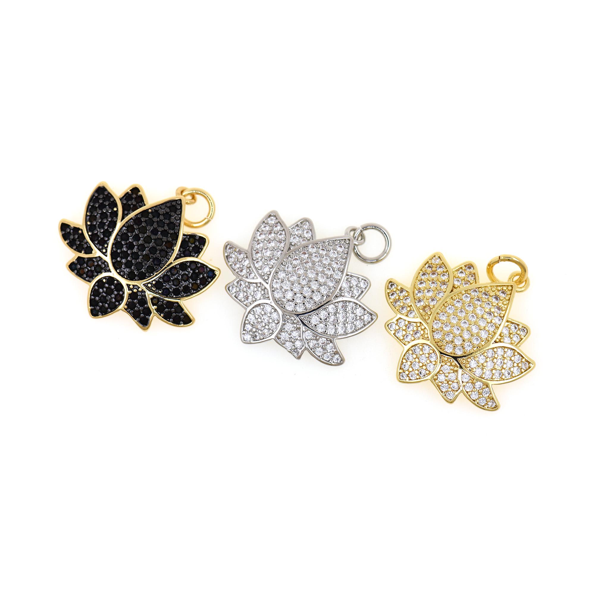 Stylish Lotus Symbol Charm Set in Pavé Crystal With 18K Gold Filled ...