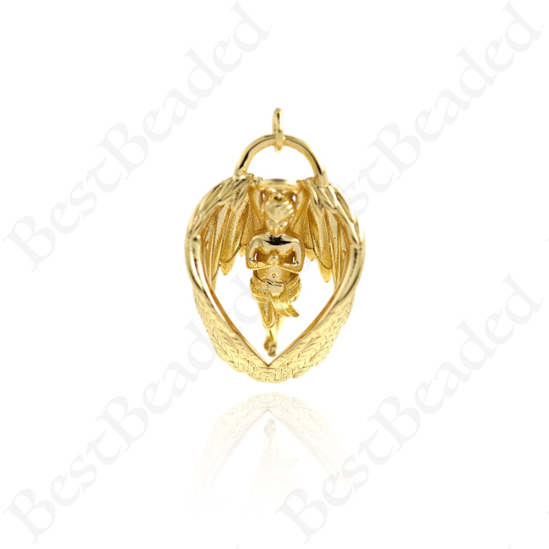 18k Gold Plated Angel Charm , Cherub Charm , Cherubim Jewelry ...