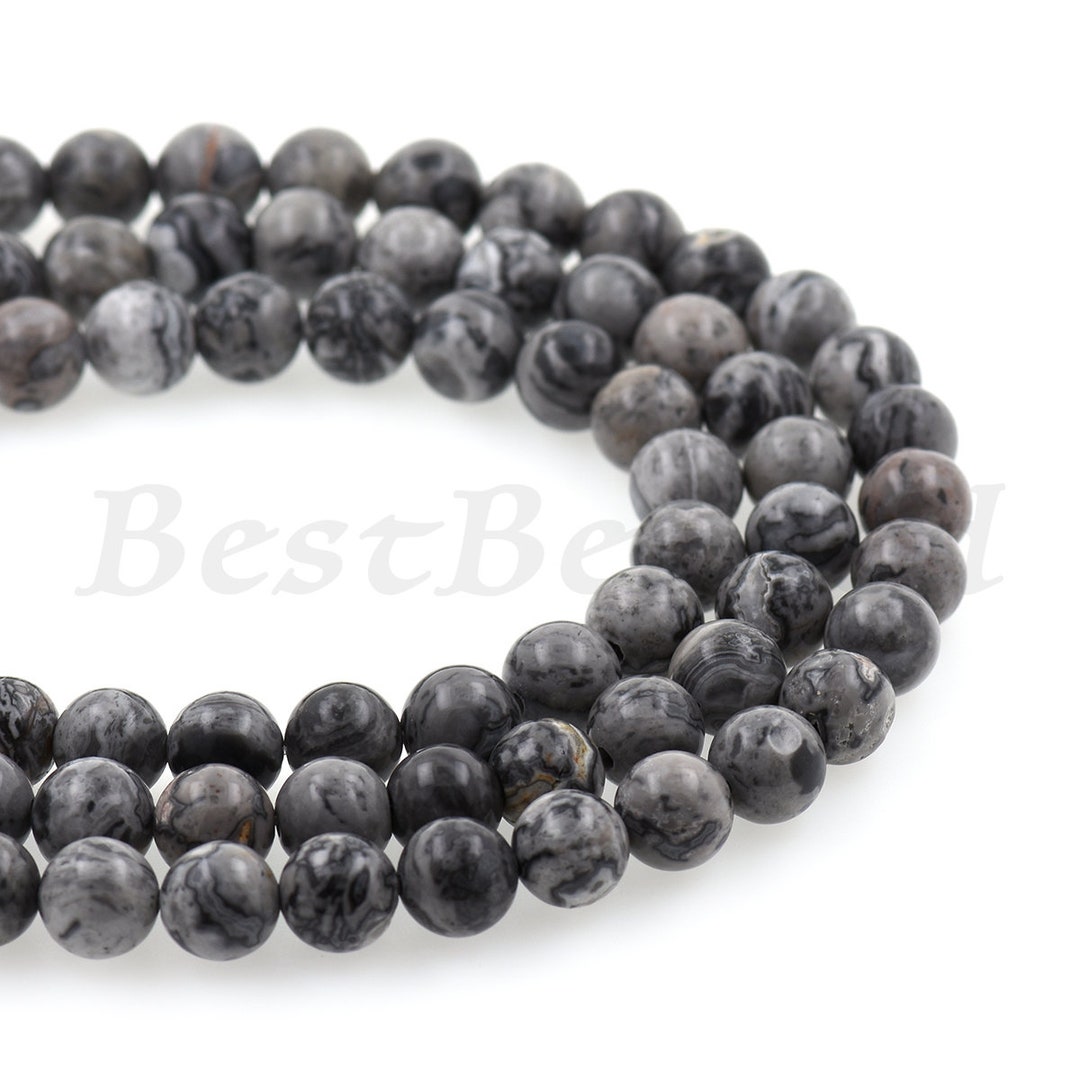 Natural Map Gemstone Beads,smooth Gray Jasper Stone Loose Beads for ...