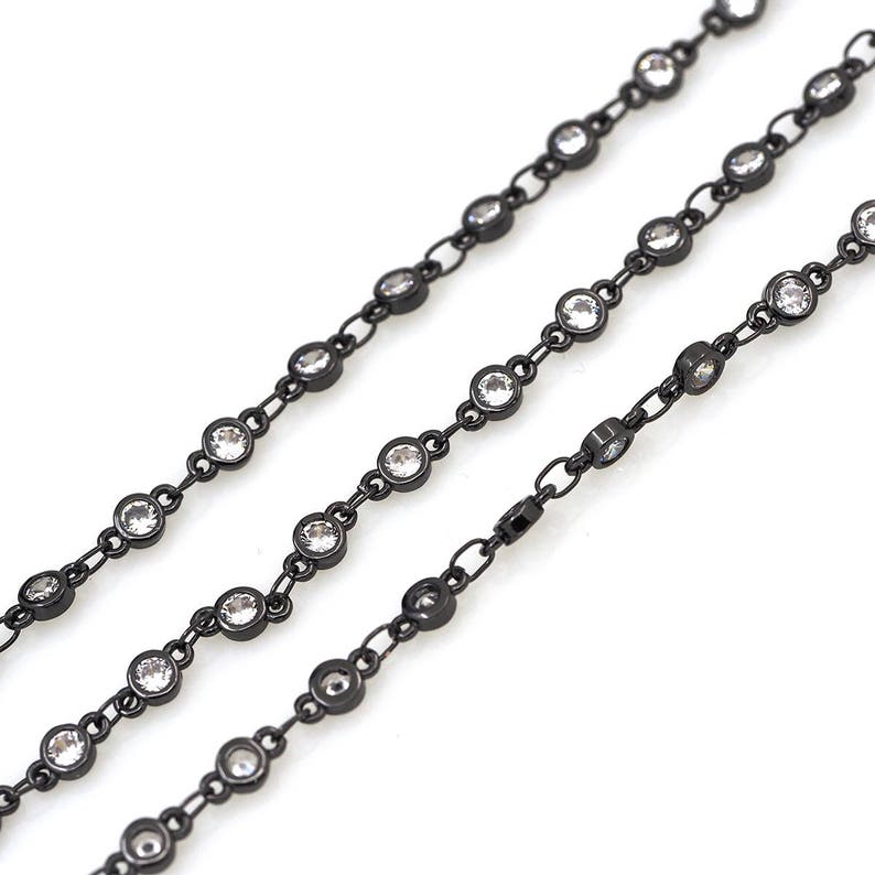 1 Meter Clear Cubic Zirconia Chain Brass Metal Rosary Chains | Etsy