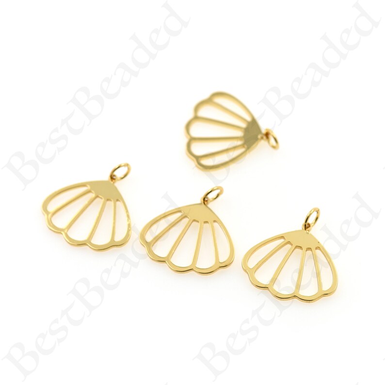 Gold Filled Shell Shaped Pendantfan Shell Charmminimalist | Etsy