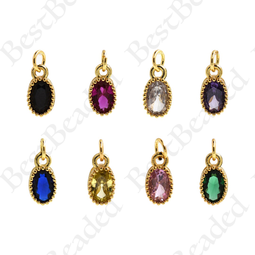 Colorful Oval Birthstone Charm,mini Oval Shape Month Necklace Pendant ...