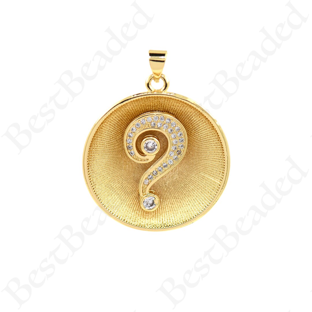 18K Gold Question Mark Pendant,cz Pave Symbol Charms,personalized ...