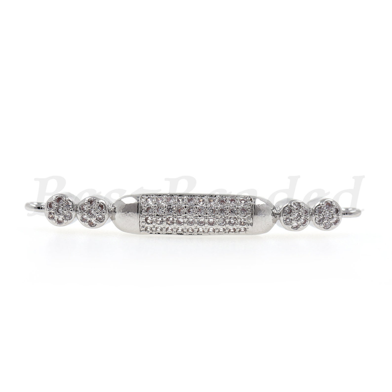 Oval Shape Long Bar Connector,micro Pave Clear CZ Bracelet Findings,diy ...
