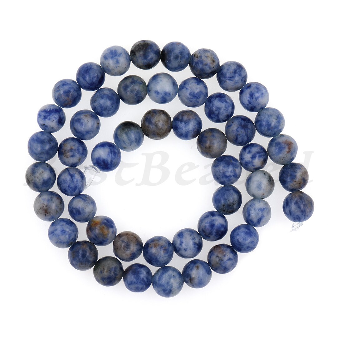 Natural Blue Spot Jasper Beads,mottled Full Strand Round Smooth ...