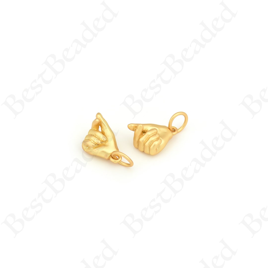 Gold Plated Hand Pendant,korean Hand Heart Gesture Charm,lucky Rock on ...