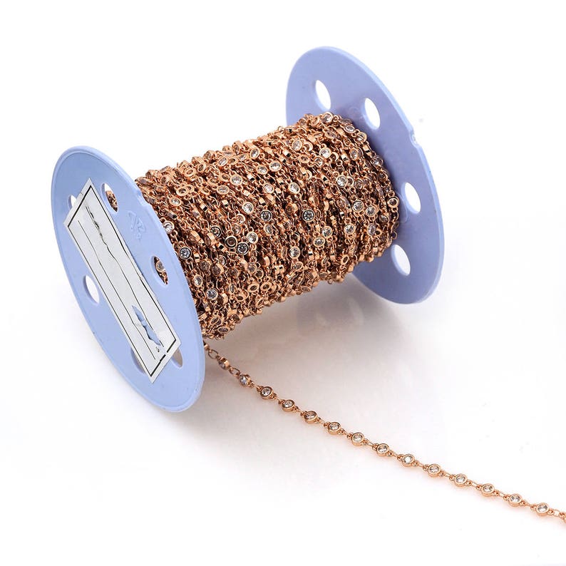 1 Meter Clear Cubic Zirconia Chain Brass Metal Rosary Chains | Etsy